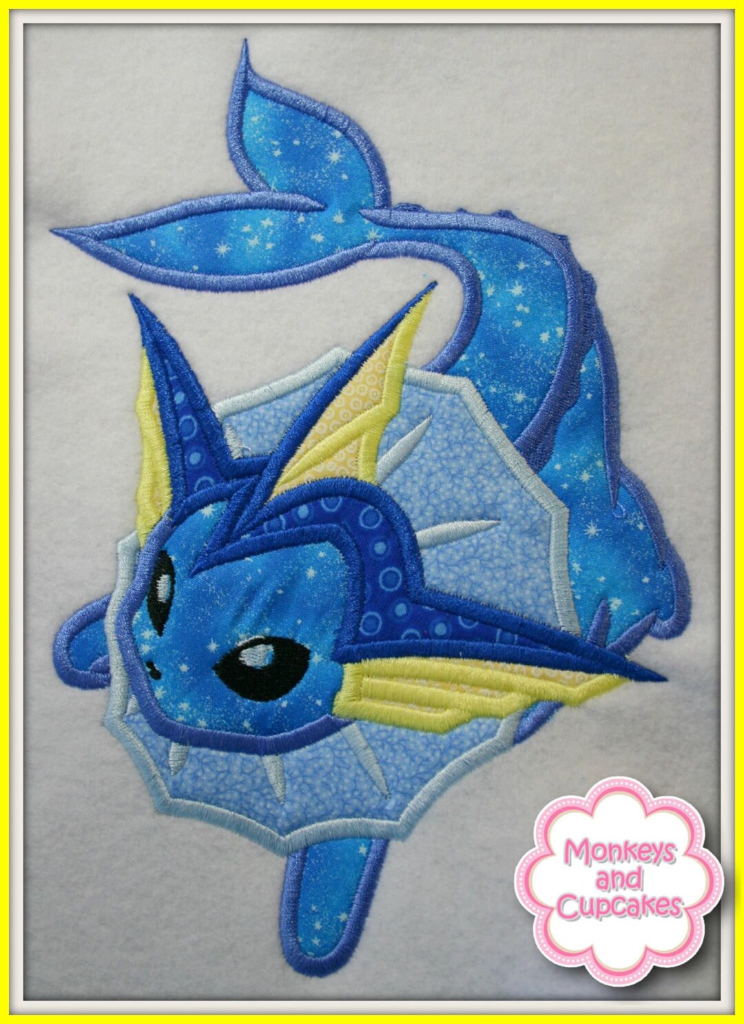 Pokemon Vaporeon 5x7 6x10 - Embroidery Machine Applique - Instant ...