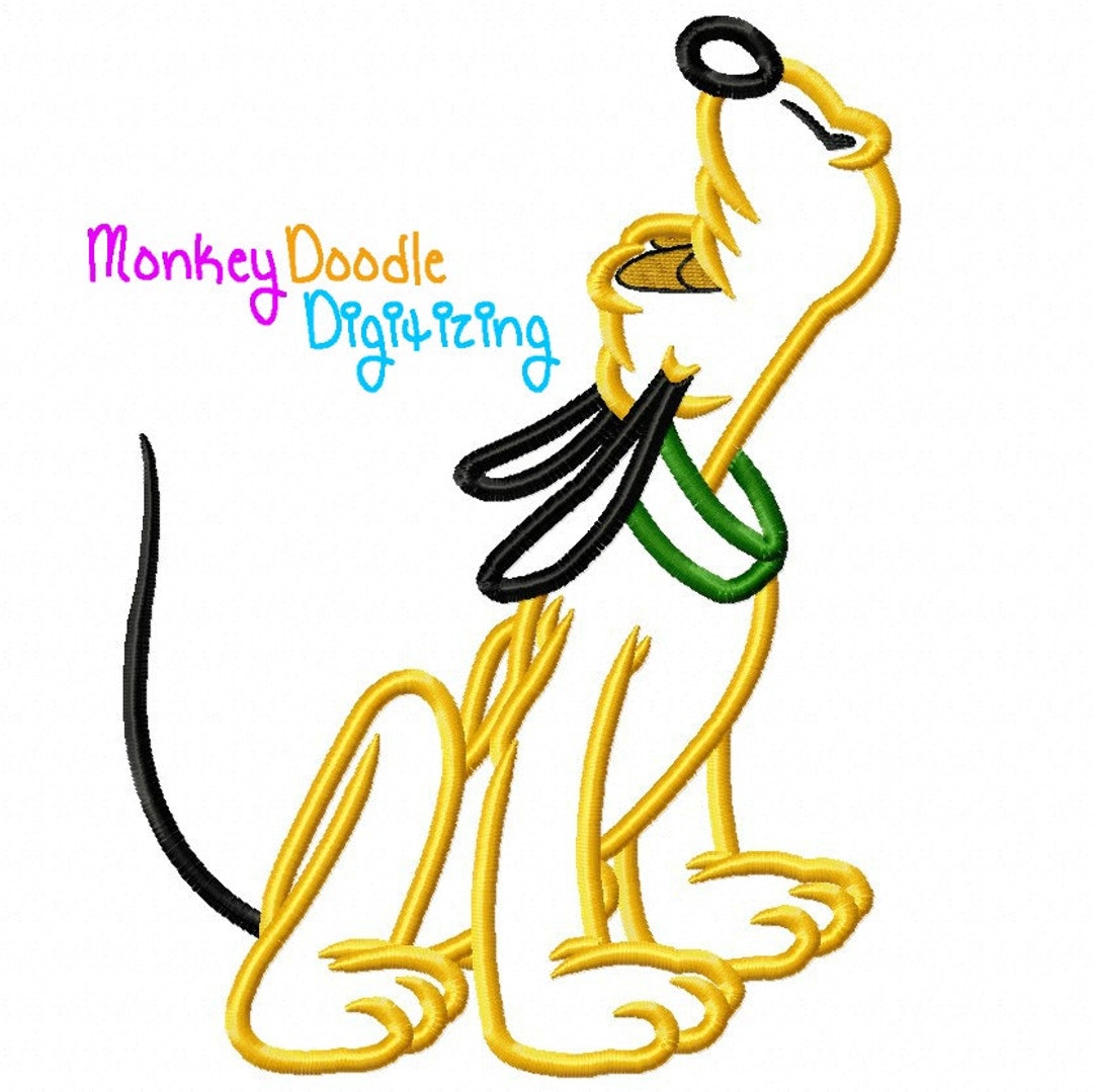 Pluto Howling Embroidery Machine Applique Instant Download Monkey ...
