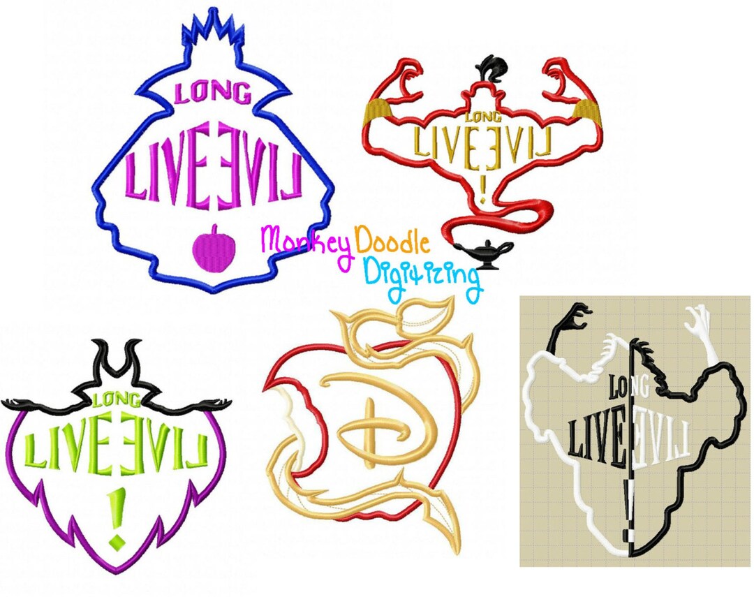 Descendants Logo Pack 5 Designs Embroidery Machine Applique Instant ...