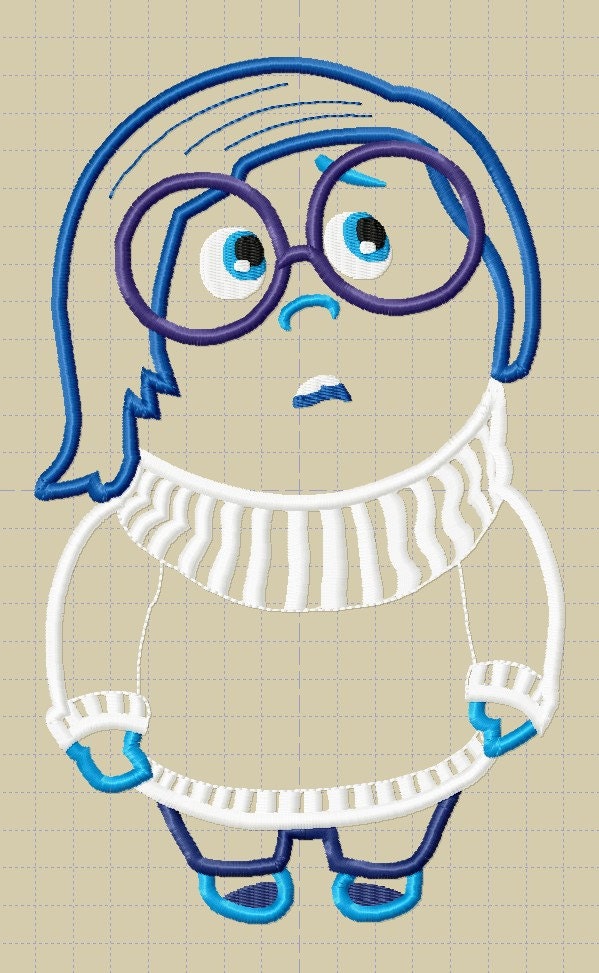 All Five Characters Inside Out Embroidery Machine Applique | Etsy