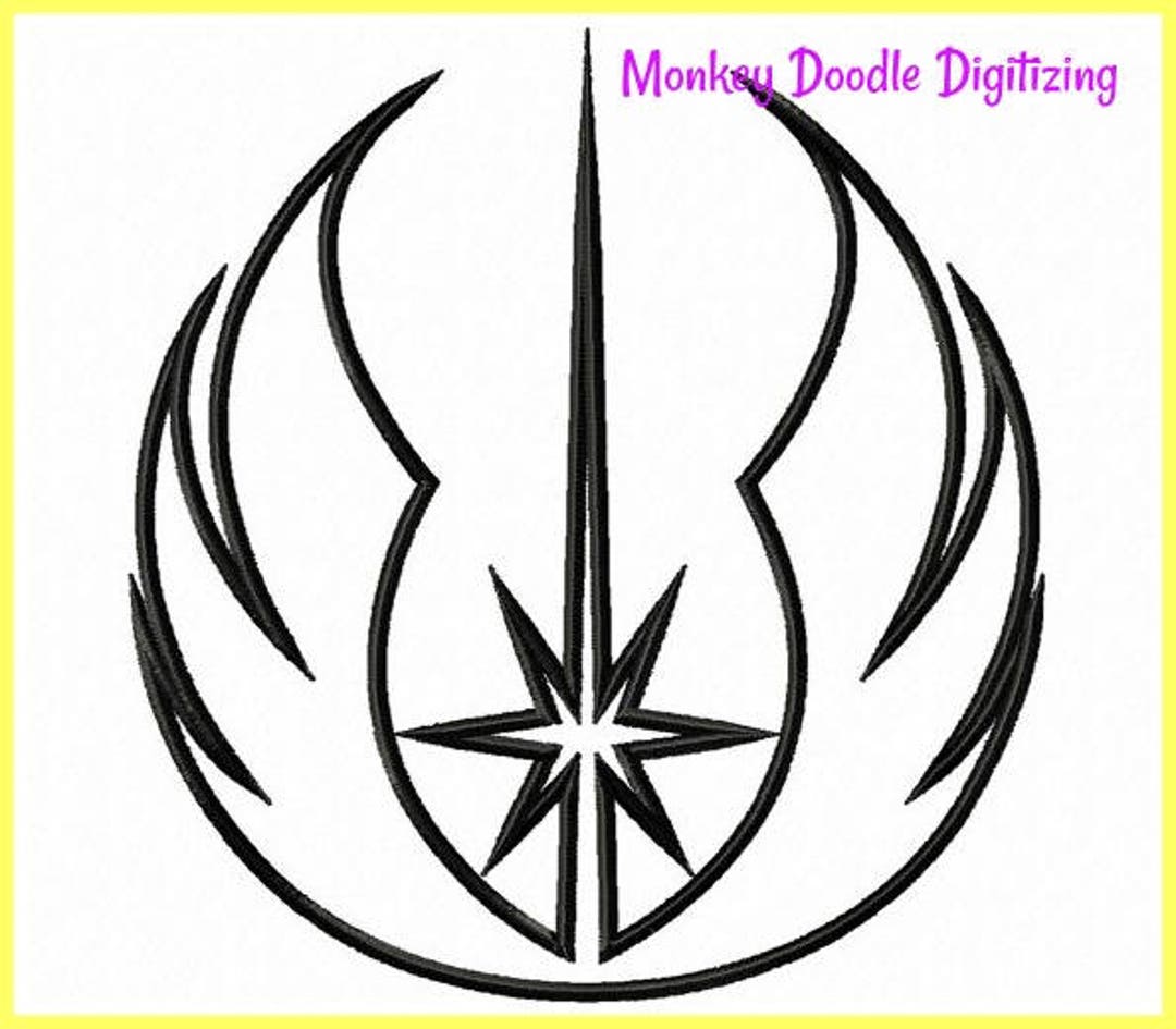Star Wars Jedi Order Logo 3x3 4x4 5x7 6x10 Embroidery Machine Applique ...