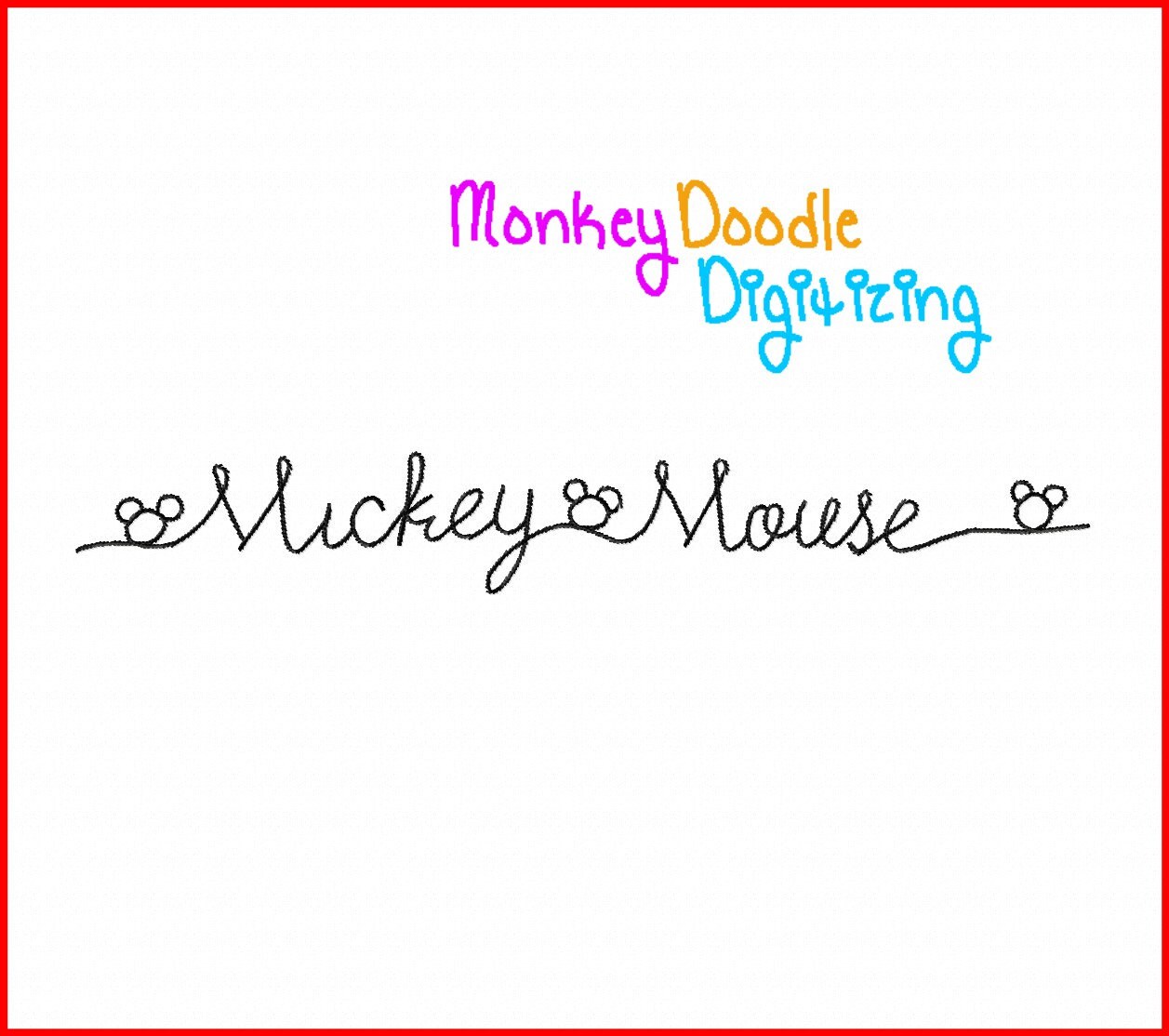 Mickey Mouse Signature Embroidery Machine Applique Instant | Etsy