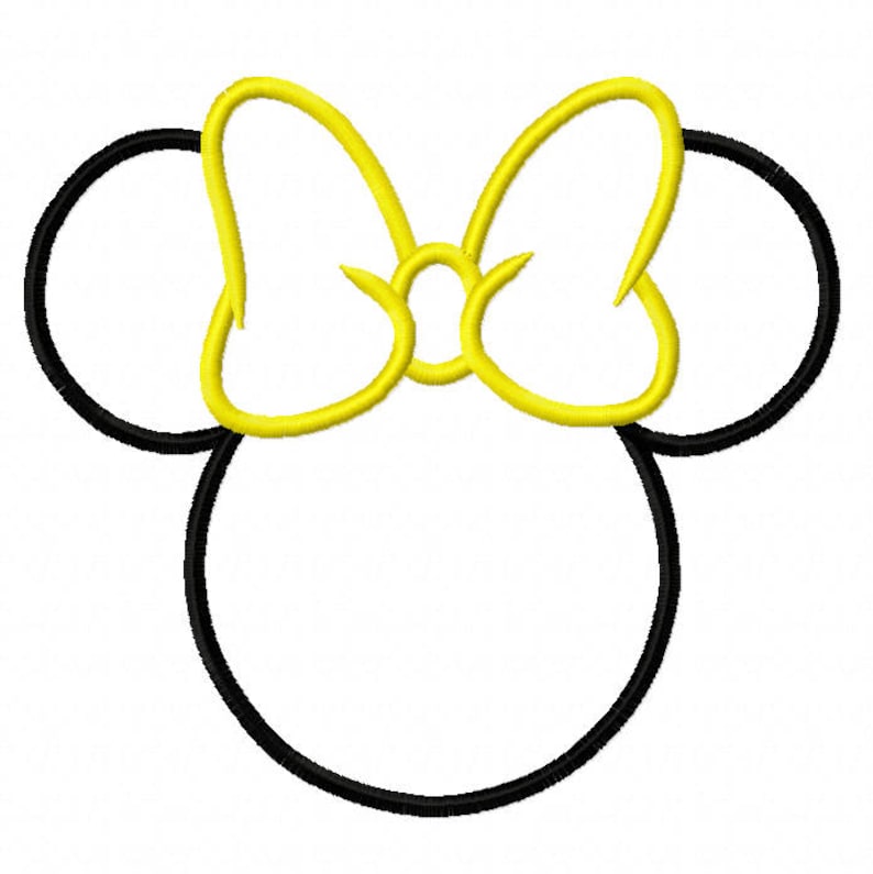 Minnie Outline With Bow 4x4 5x7 6x10 Embroidery Machine | Etsy