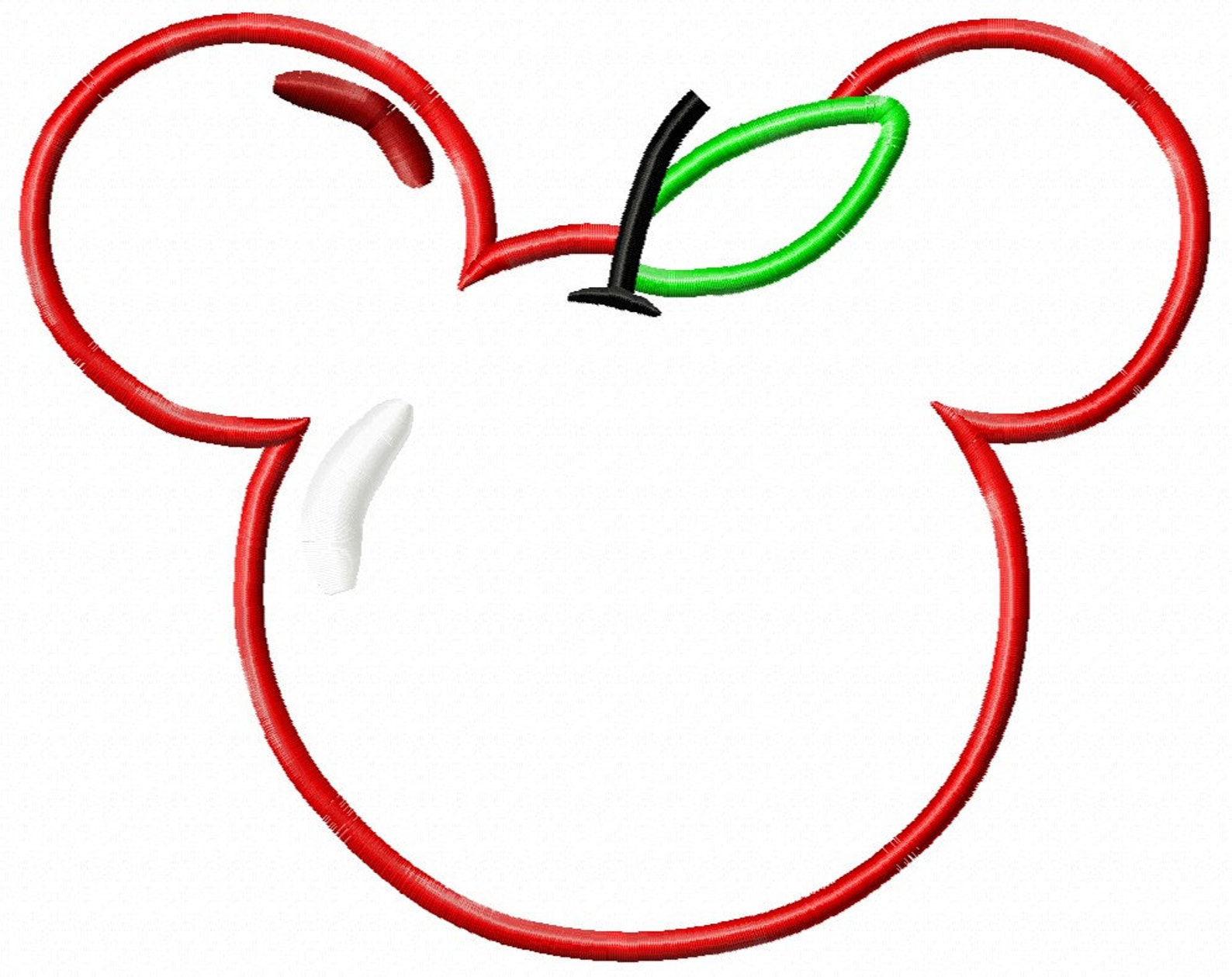 Mickey Apple Embroidery Machine Applique Instant Download - Etsy