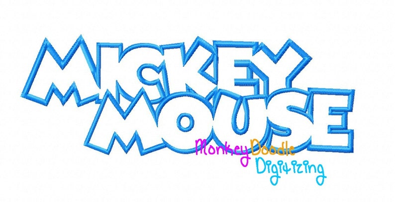 Mickey Mouse Words Embroidery Machine Applique Instant Download Monkey ...
