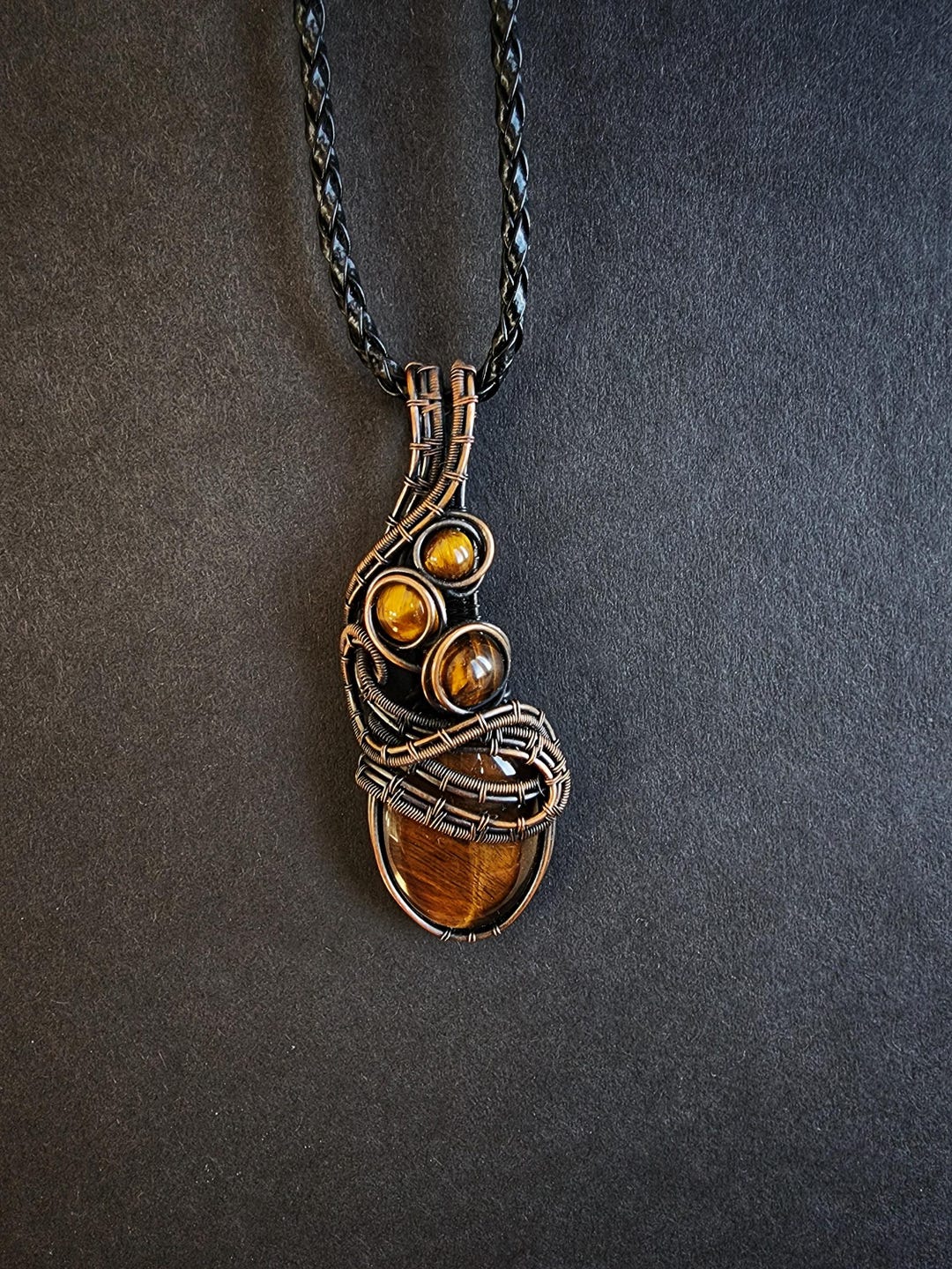 King Midas. A Handmade Copper Wire Wrap Pendant With Tiger's Eye ...