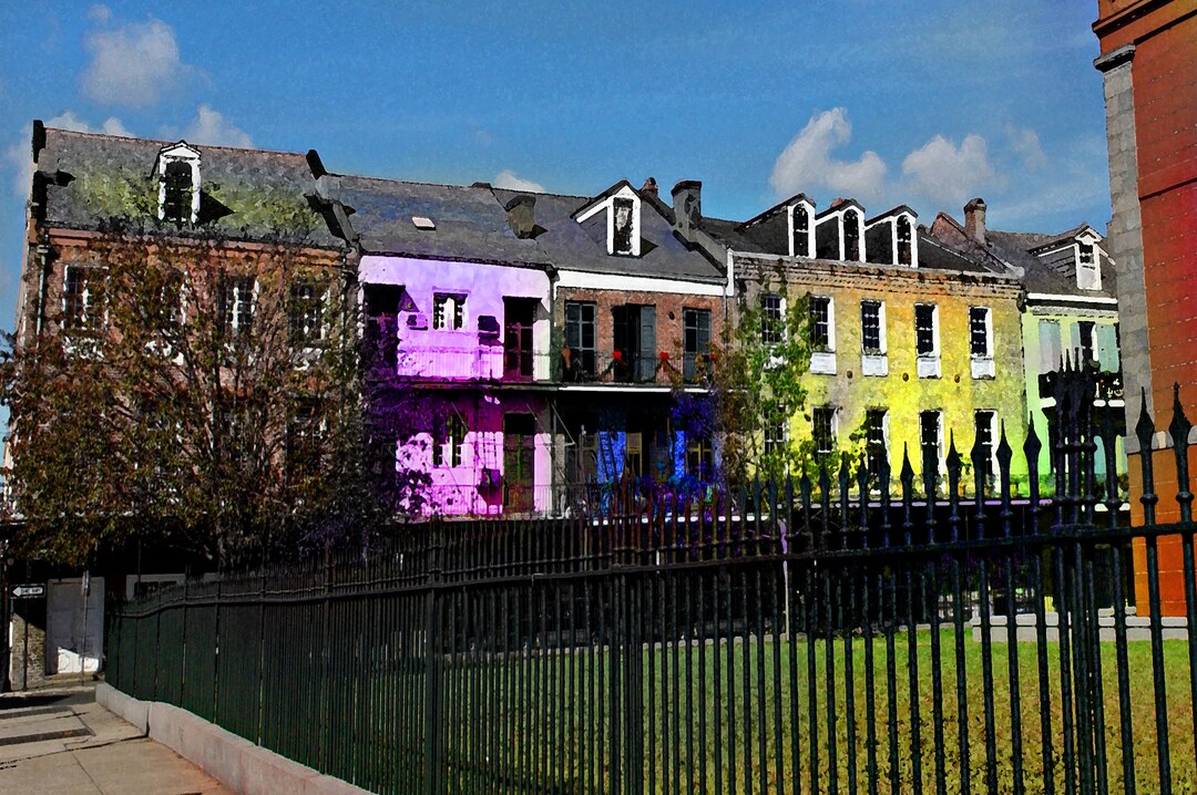Decatur Street in the French Quarter of New Orleans, LA. Colorful ...