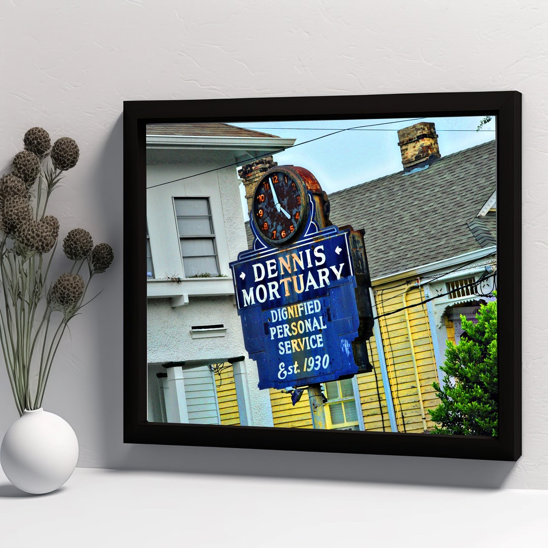 Blue and Yellow Mortuary Sign Cruising the Streets of Downtown New ...
