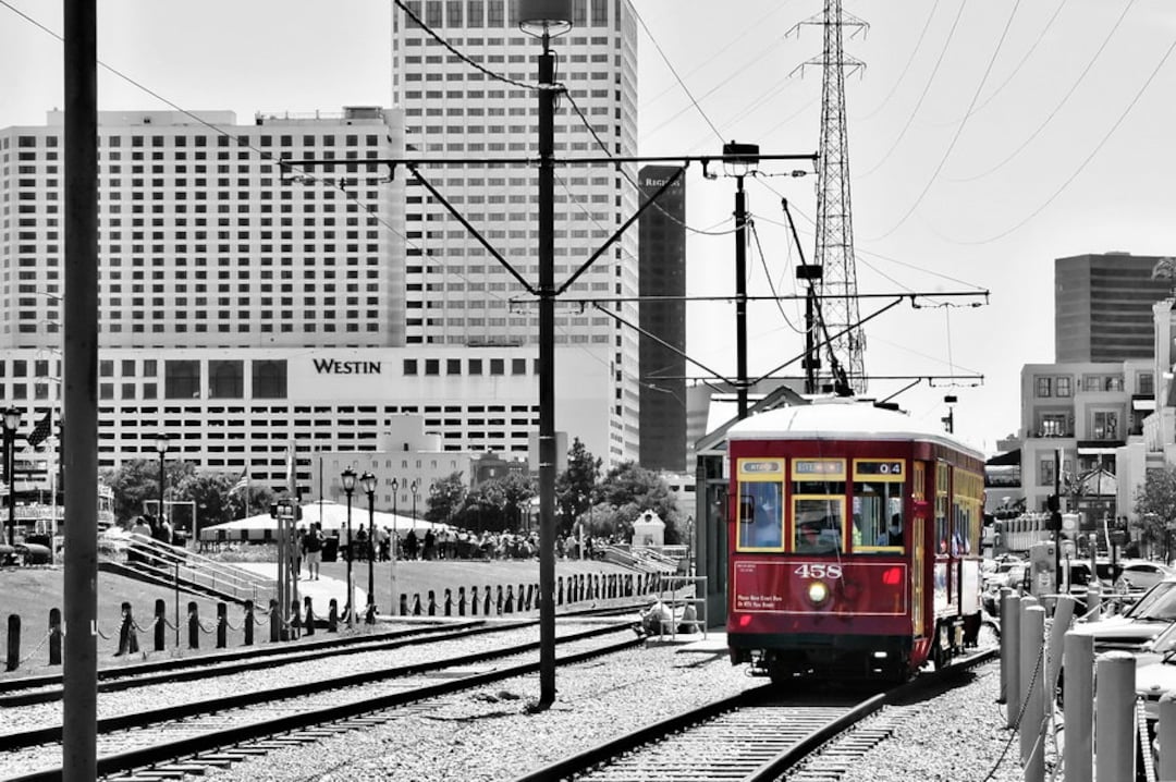New Orleans Riverwalk Red Street Car, New Orleans Home Decor, Photo ...