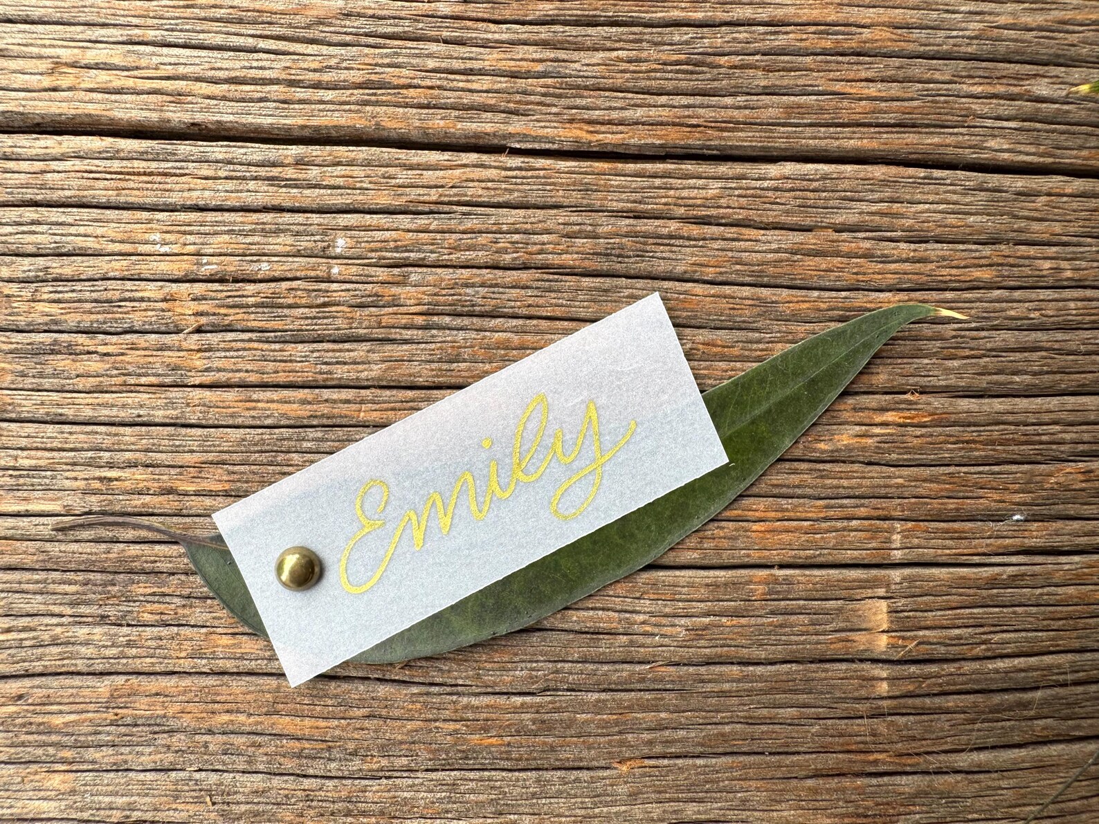 Personalized Willow Leaf Place Cards With Vellum | Wedding Name Cards ...