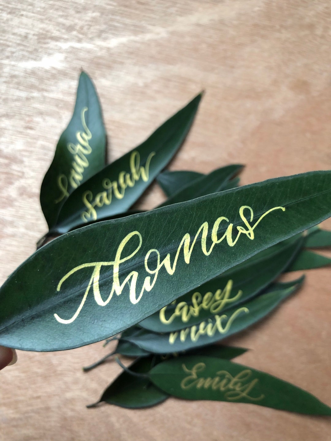 Weeping Willow Leaf Place Cards, Calligraphy Escort Cards, Boho Wedding ...