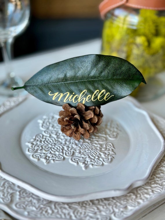 Leaf Name Tags Wine Wine Glass Name Tags Etsy