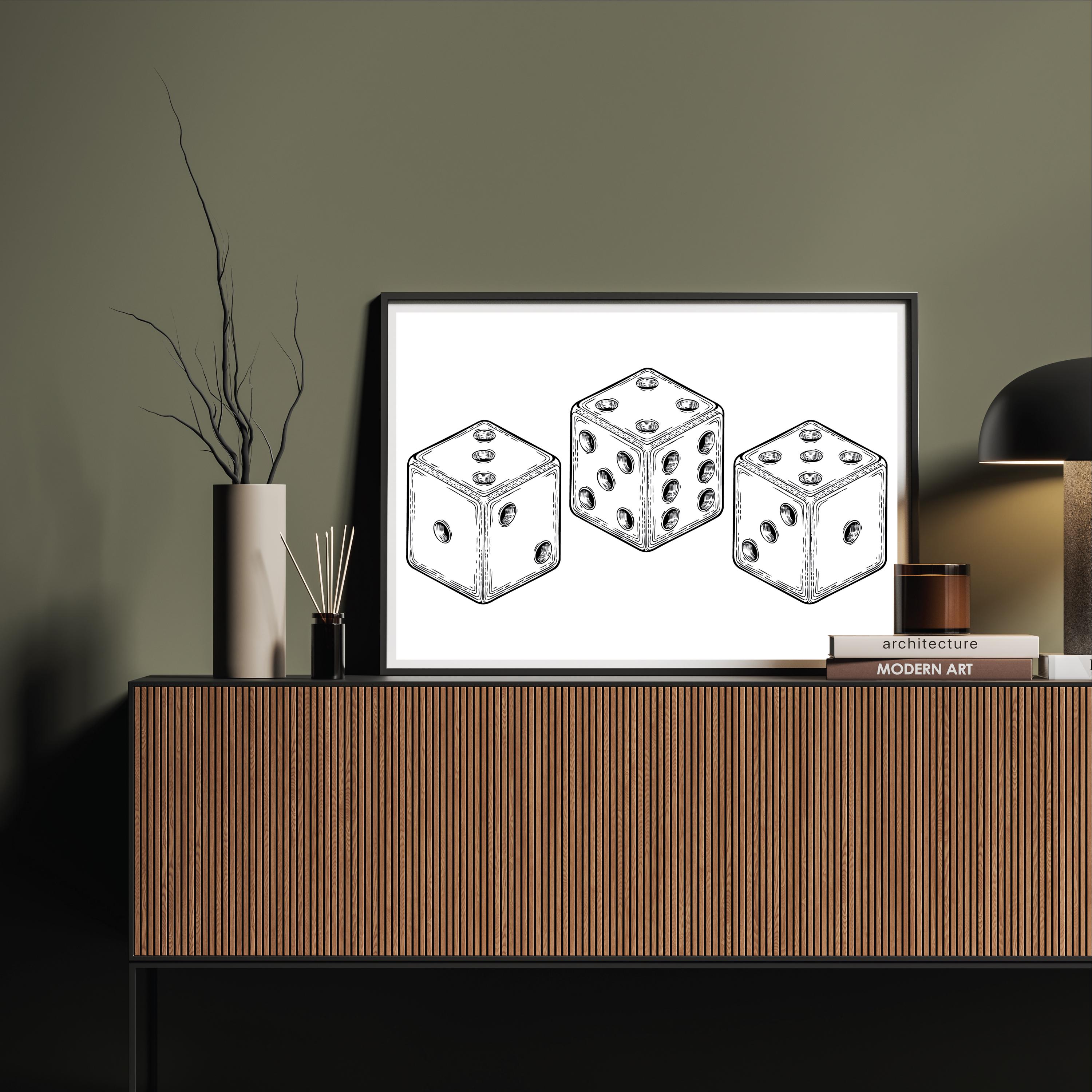 Board Game Art - Dice Sketch. Printable Digital File for Posters, Photo ...