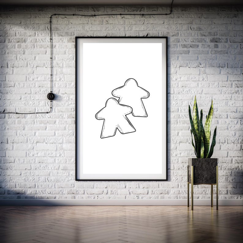 Meeple Sketch Wall Art | Printable Digital Download | Board Game Décor ...