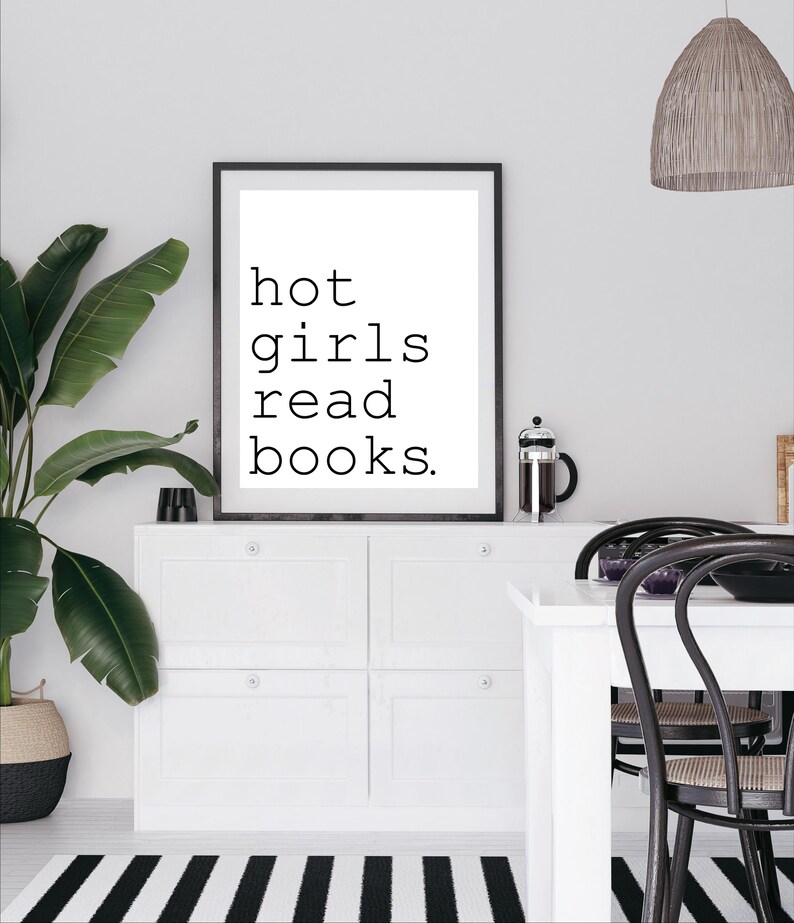 Girly Book Lovers Wall Art | Hot Girls Read Books | Printable Digital ...