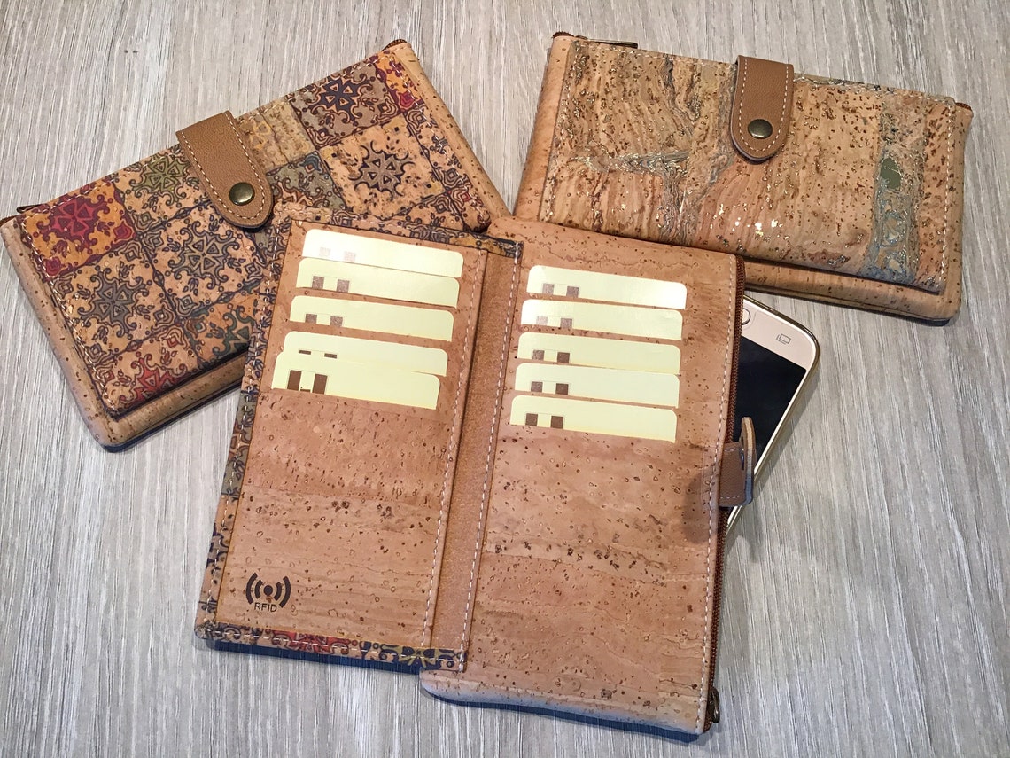 Cork Wallet RFID Natural With Pattern Vegan Cruelty Free - Etsy