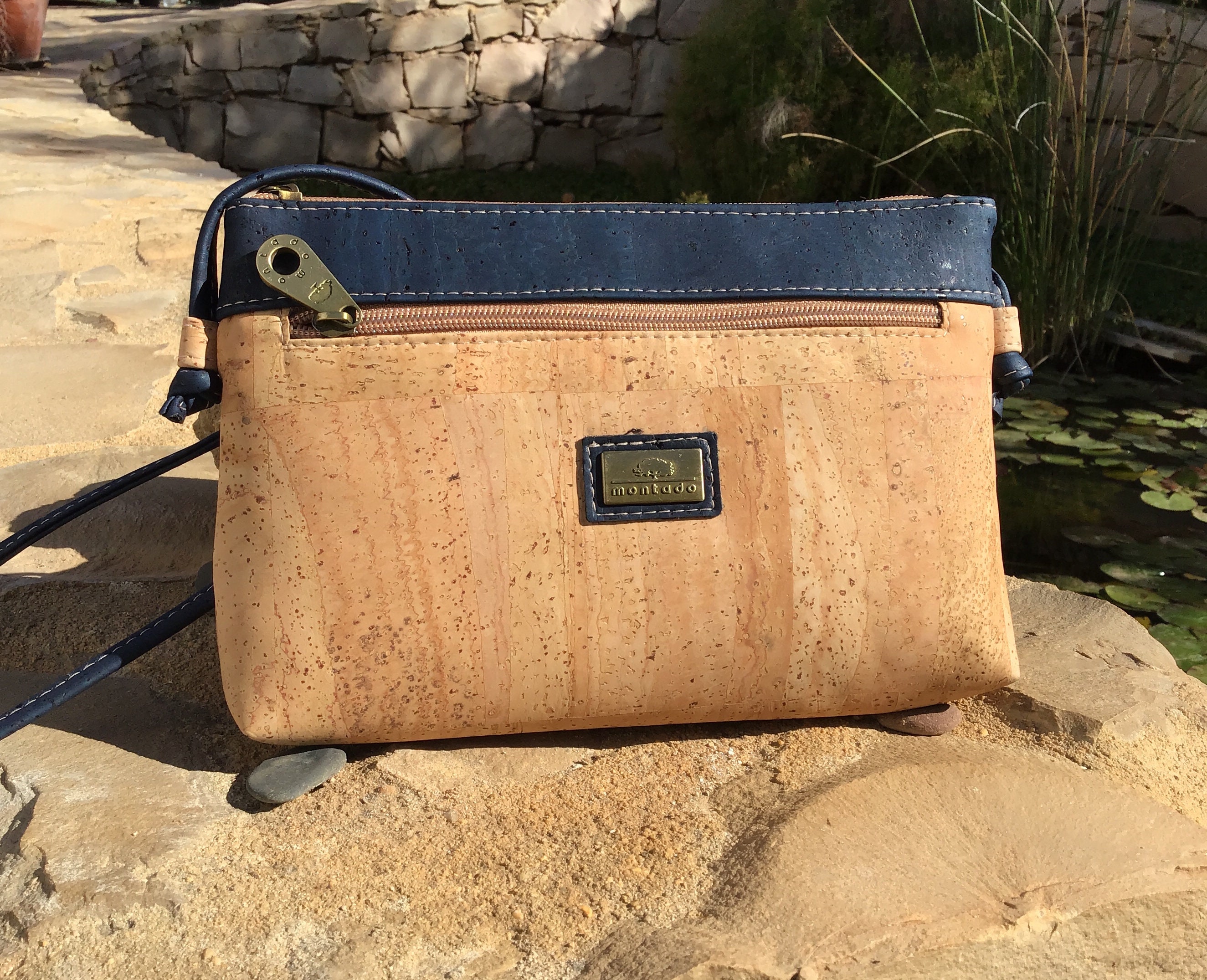 Natural cork high quality bag with blue cork - Montado- Vegan - Eco ...