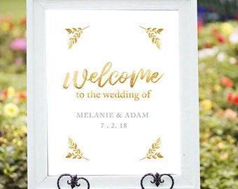 Guestbook Sign Please sign Wedding sign Gold Foil Printable | Etsy