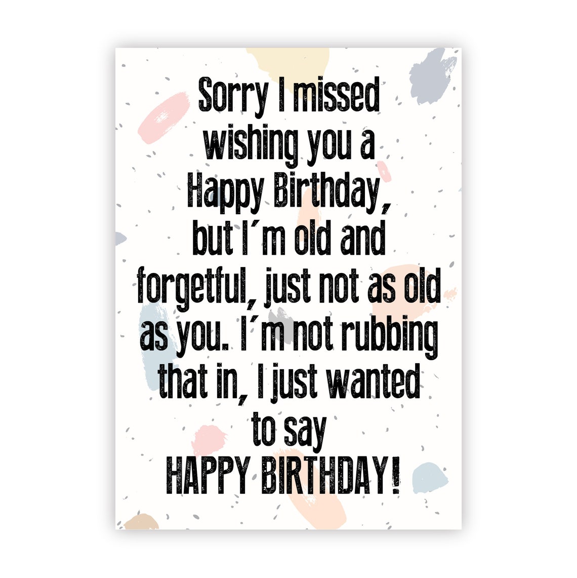Printable Belated Birthday Card, Downloadable Happy Belated Birthday ...