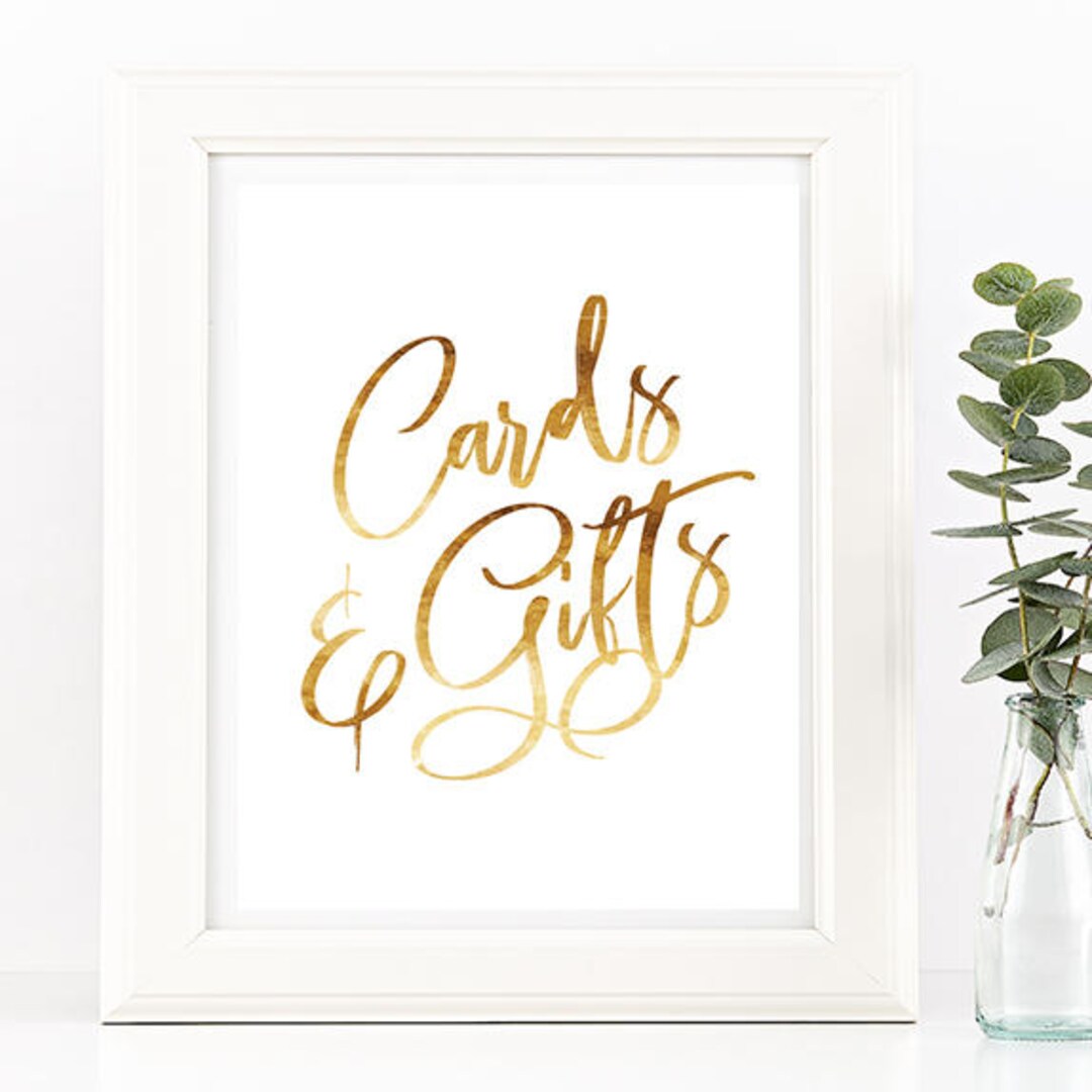 Wedding Cards & Gifts Sign, Gold Sign, Gold Foil Lettering, Printable ...