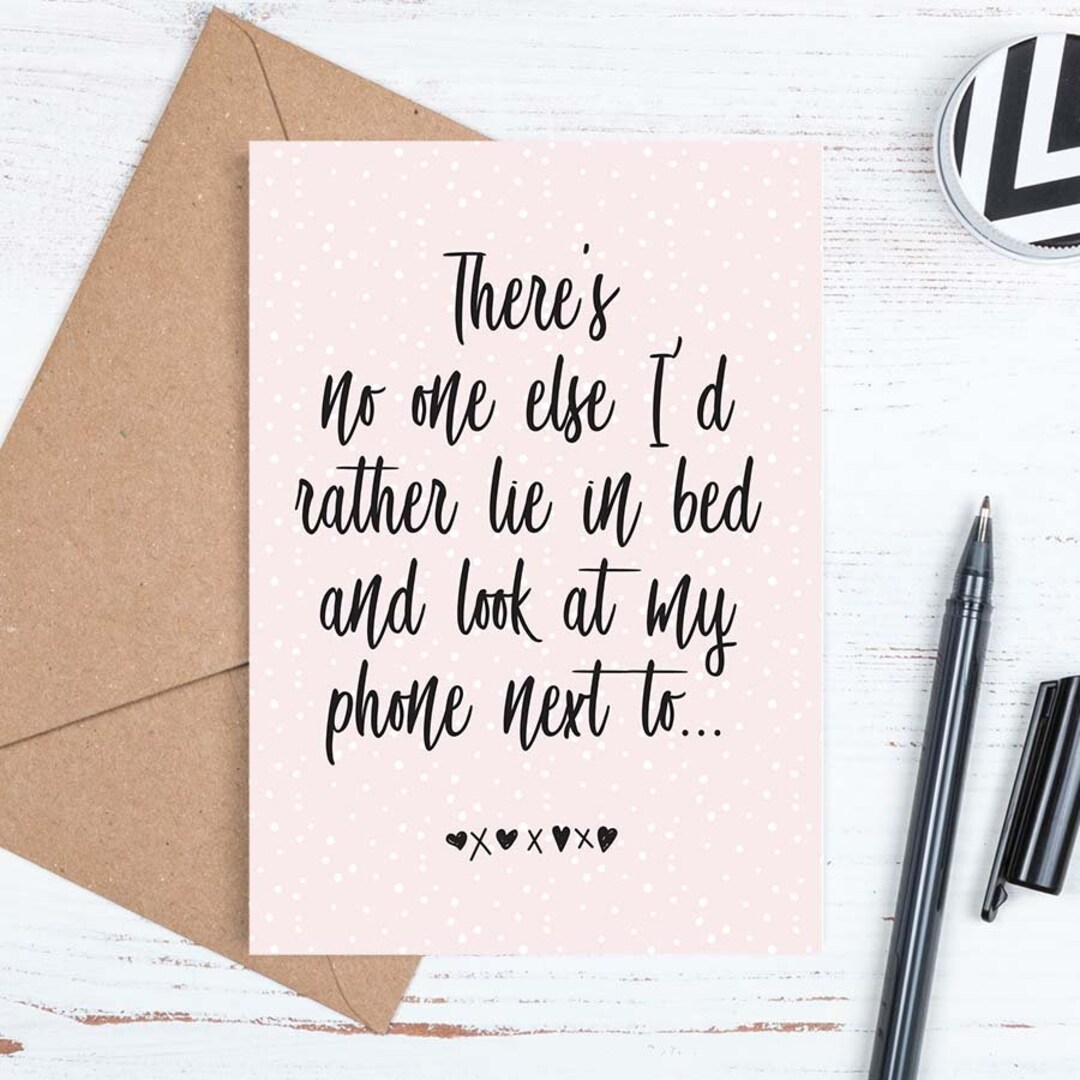 Printable Birthday Card, Downloadable, Valentine Card, Lie in Bed ...