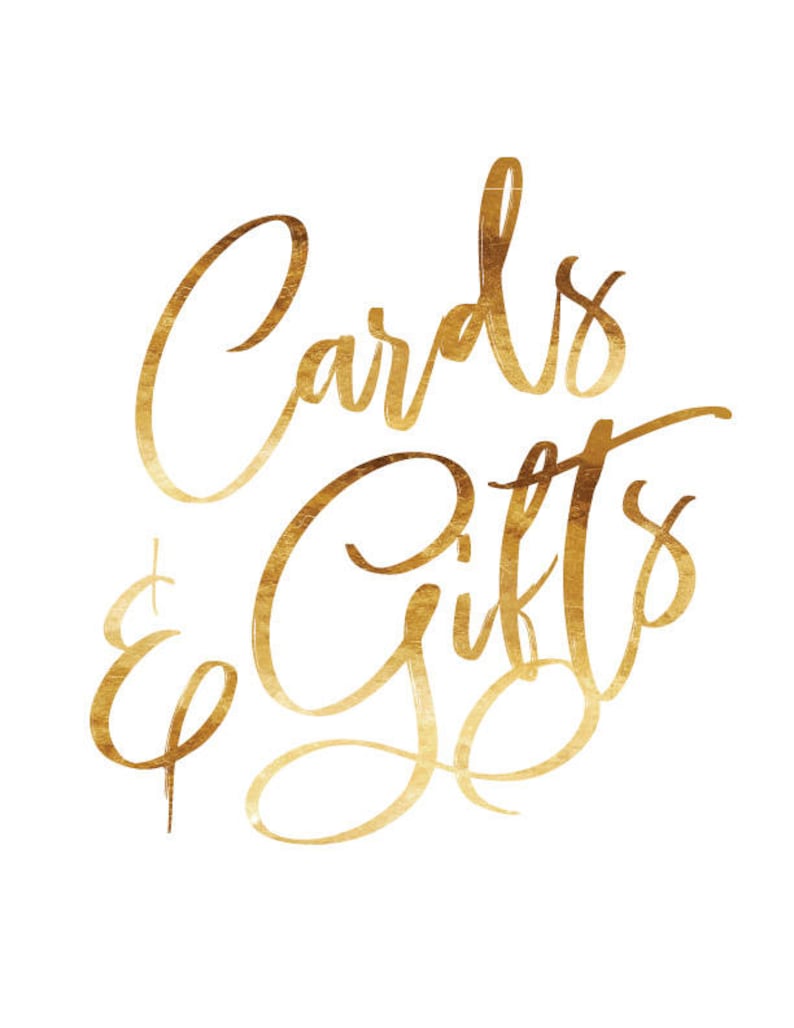 Wedding Cards & Gifts Sign, Gold Sign, Gold Foil Lettering, Printable ...