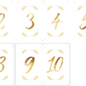 Table Number Sign, Gold Foild Lettering, Printable Wedding ...