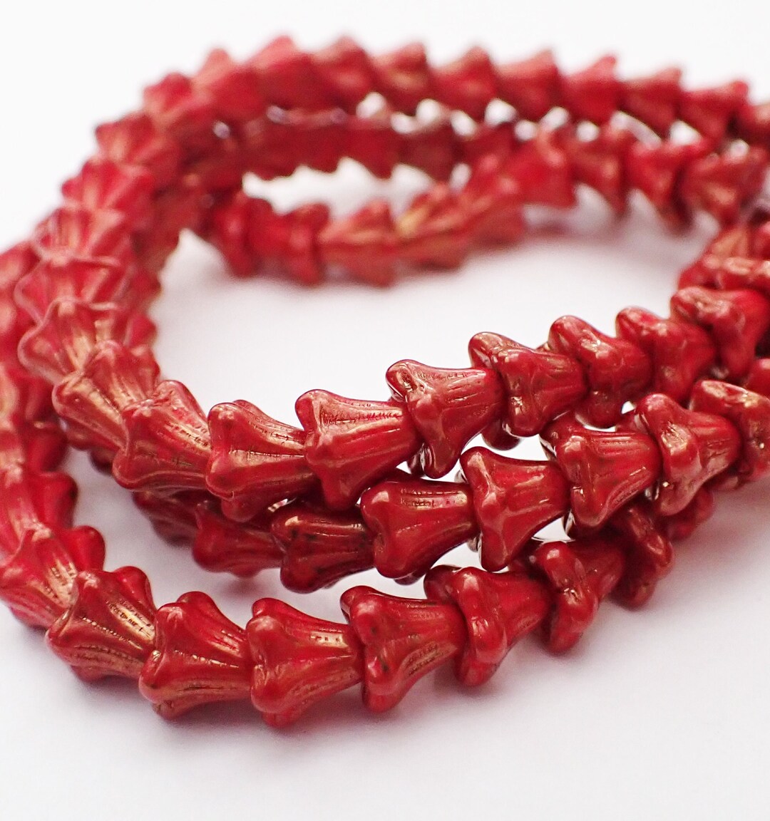 30 Scarlet Red Gold Wash 6x5mm Bell Flower Beads 5x6mm - Etsy