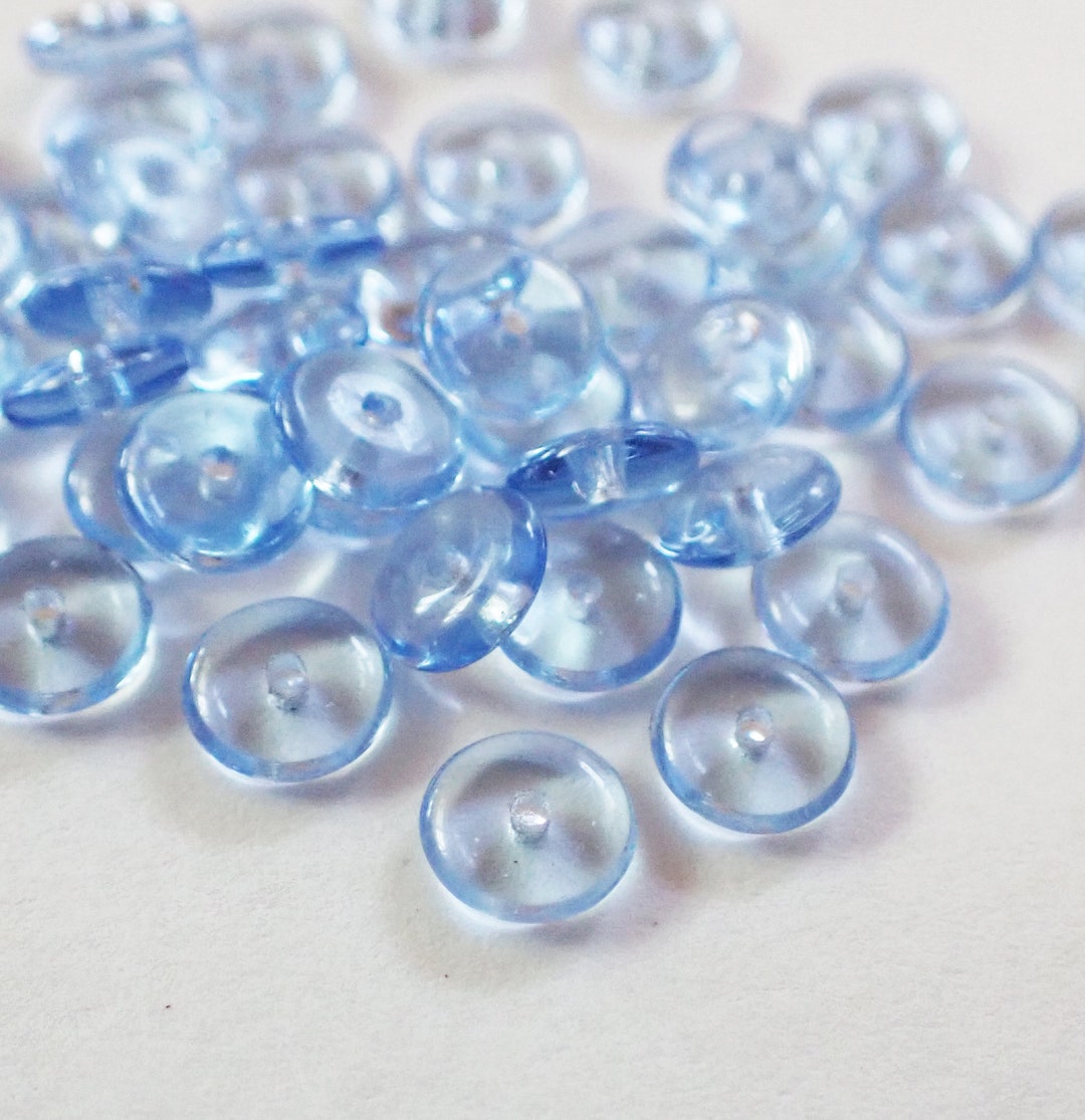 LAST ONES! 50 - Light Sapphire Blue 6mm Wafer Beads, Transparent, Czech ...