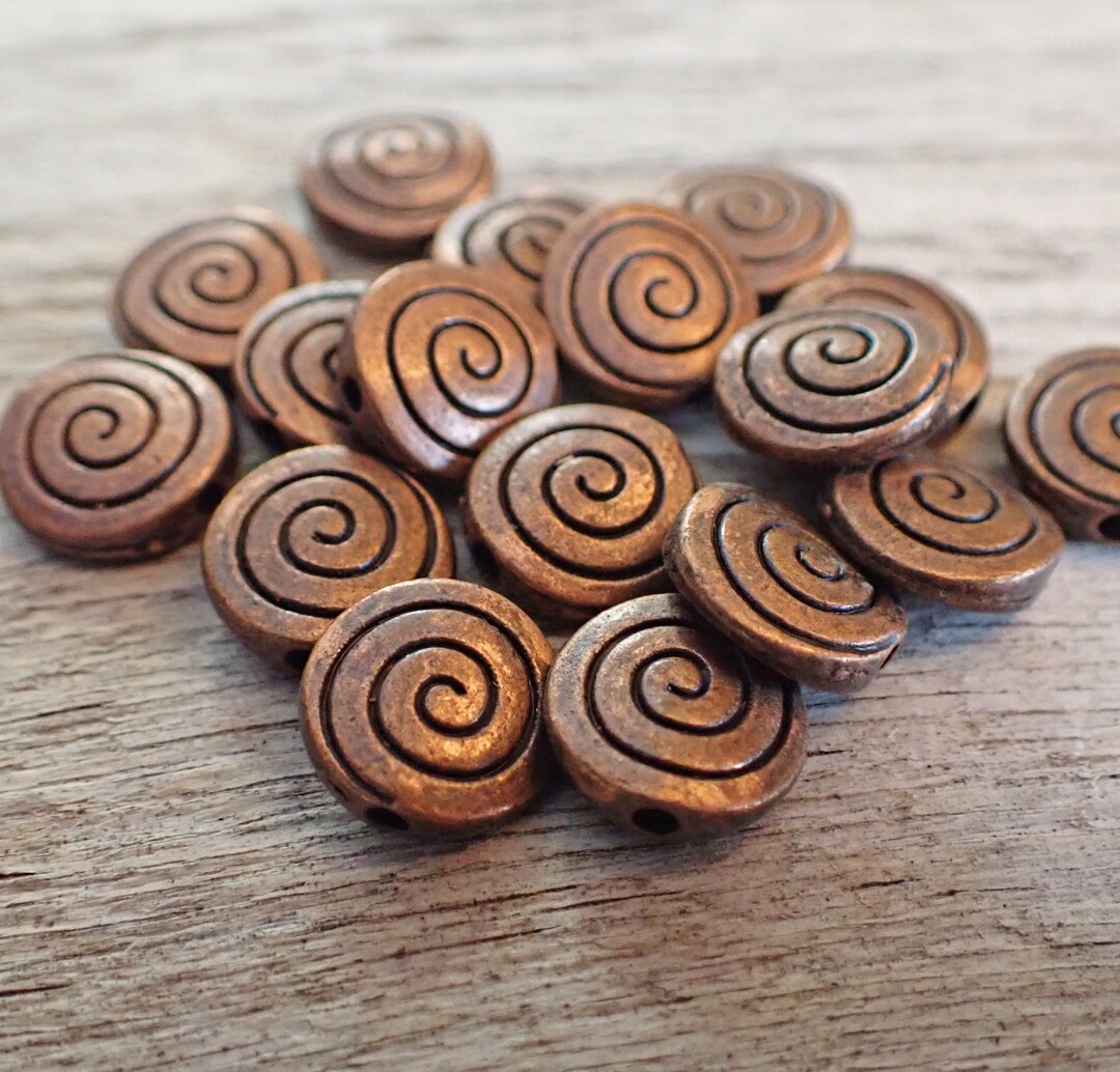 8 Antiqued Copper 10mm Spiral Coin Beads Maze Nice Quality - Etsy