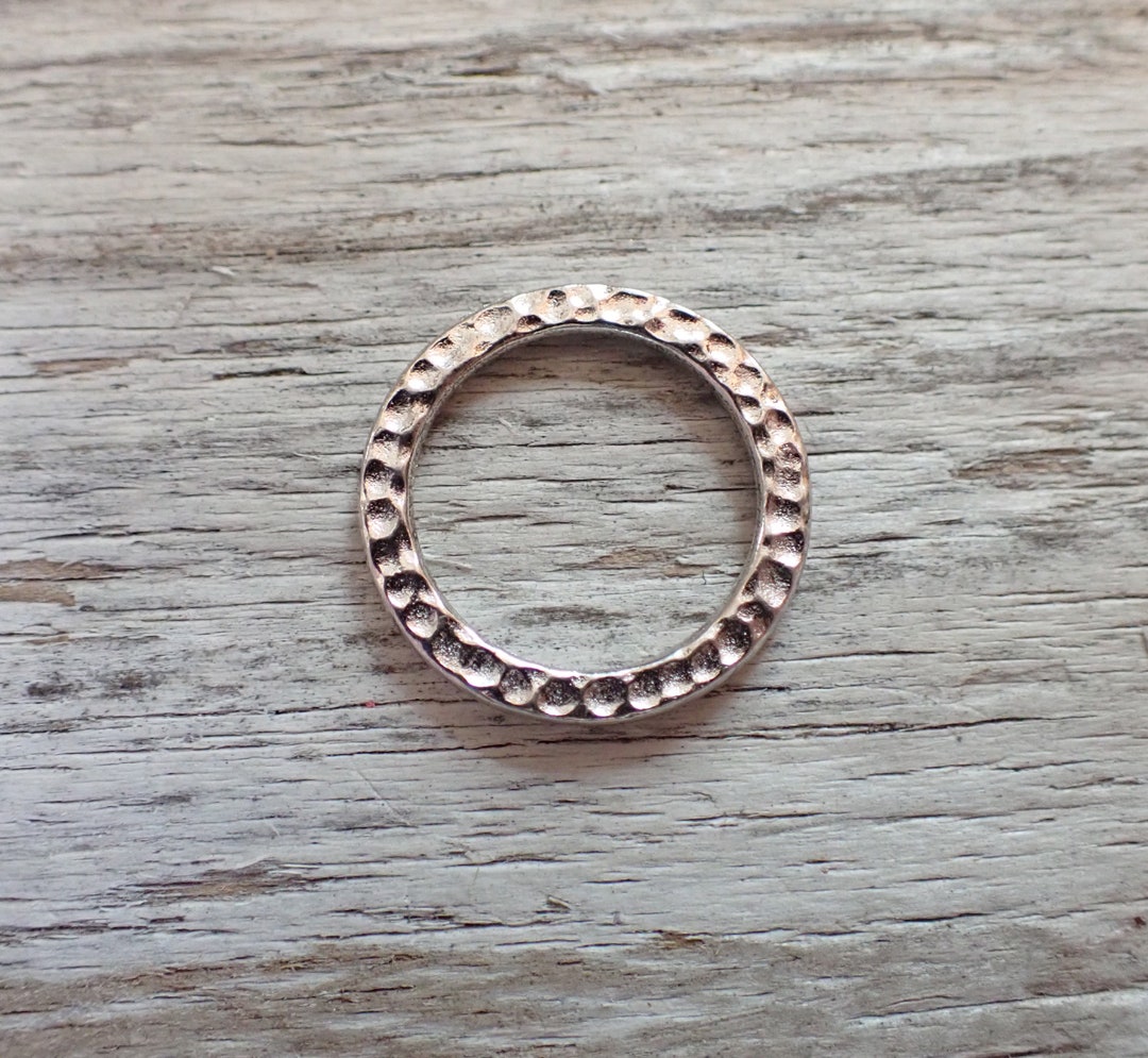 4 - Tierracast Hammertone Rhodium 19mm Circle Ring Connector, Double ...