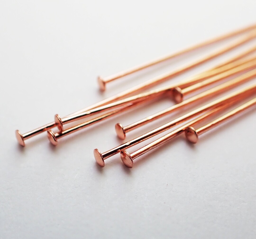 20 - Copper Plated Head Pins 2 Inch (50mm) 21g Rounded Head, Nickel ...