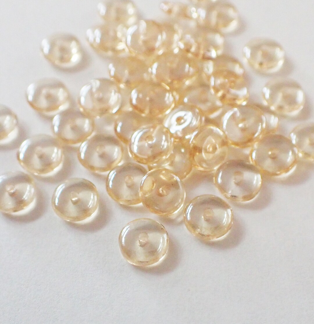 50 - Champagne 6mm Smooth Wafer Beads, Transparent, Smooth Saucer ...