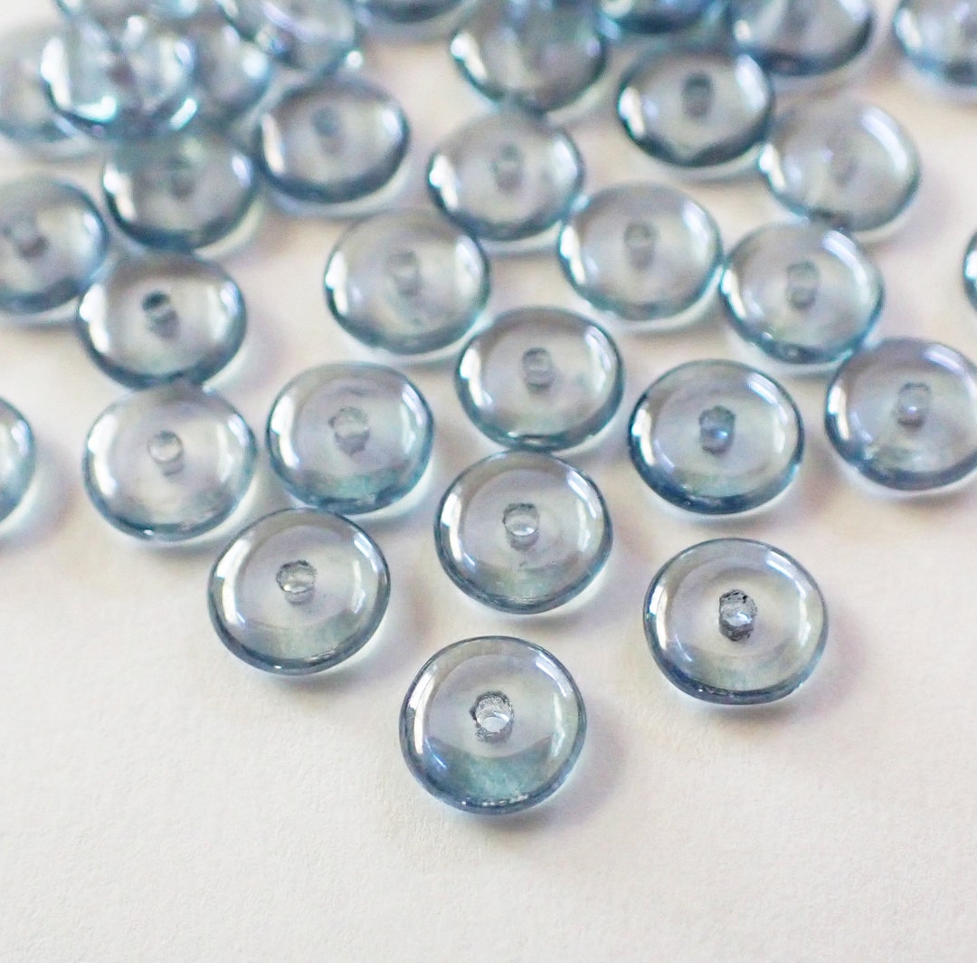 50 - Denim Blue 6mm Wafer Beads, Transparent, Czech Republic Glass ...