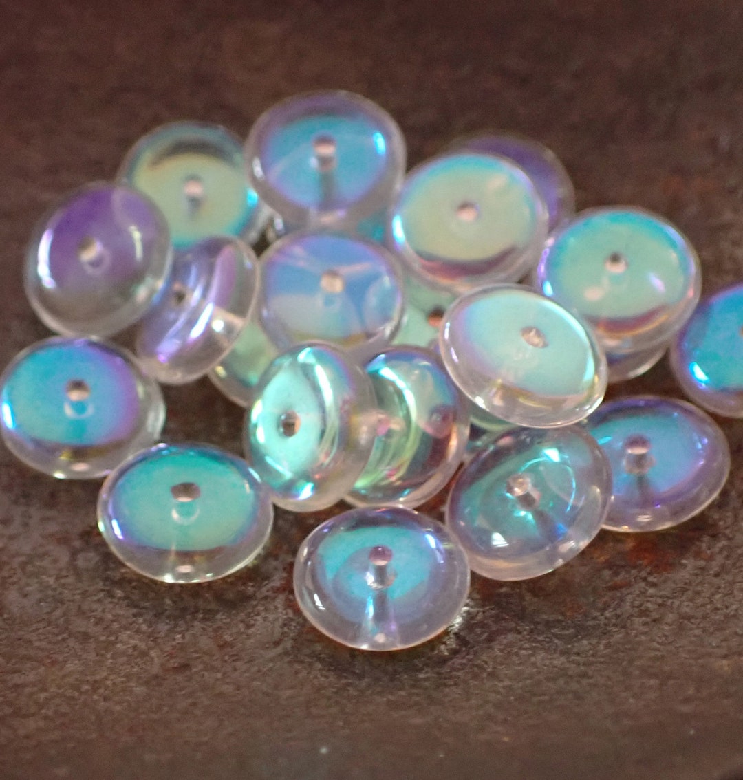 50 - Crystal AB 6mm Wafer Beads, Transparent, Czech Republic Glass ...