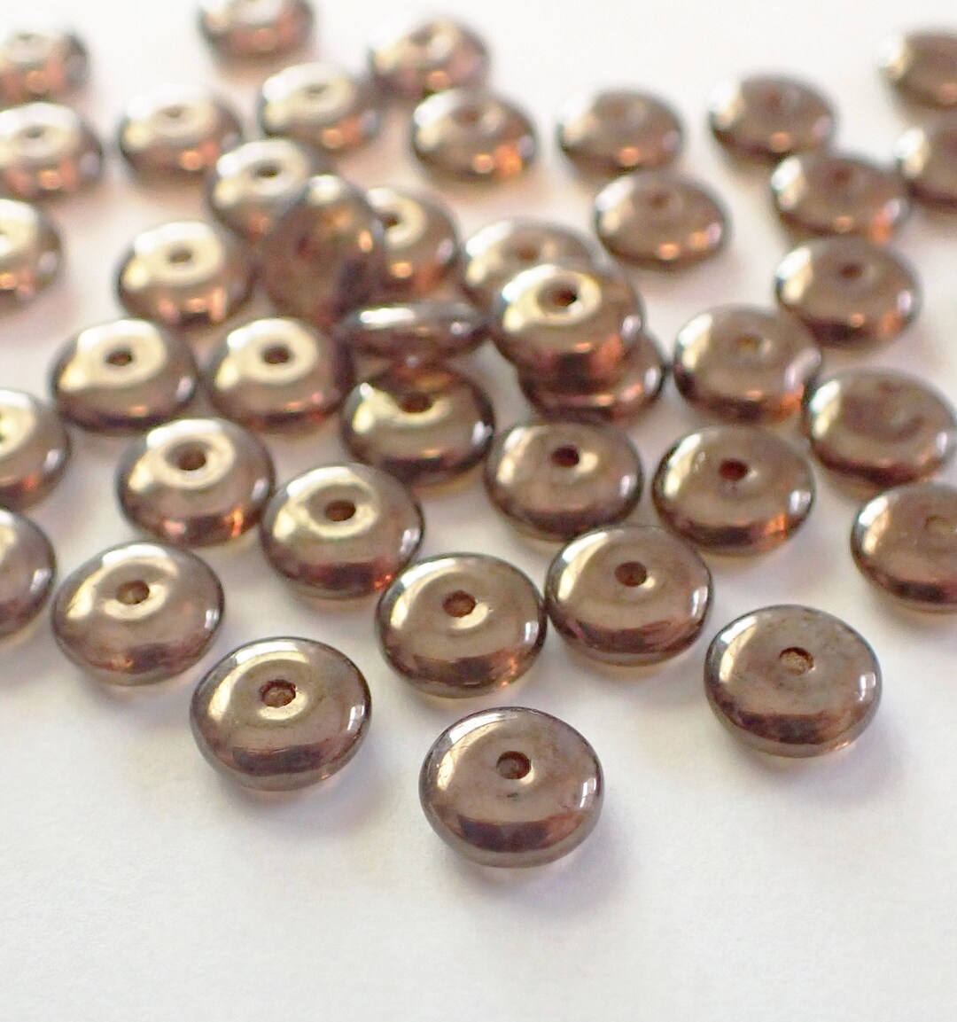 50 - Lumi Brown 6mm Wafer Beads, Translucent, Czech Glass - Etsy