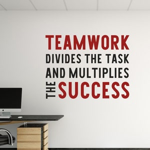 Teamwork Wall Decal Quotes, Inspirational Office Quote, Business Wall ...
