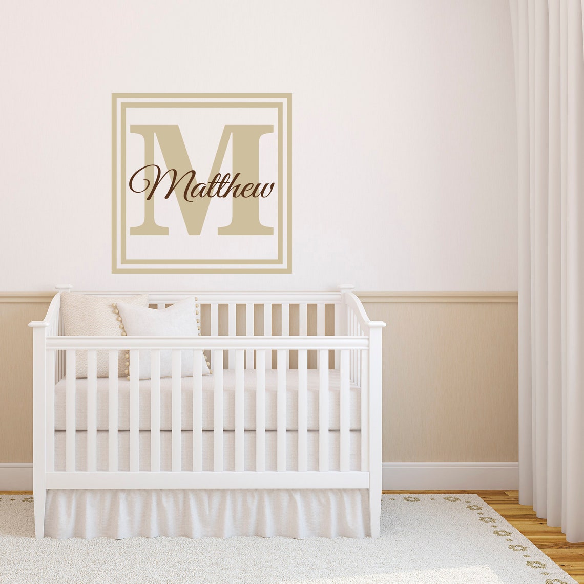 Personalized Initial Name Wall Decal: Monogram Nursery Decor M028 - Etsy
