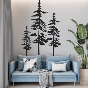 Pine Trees Wall Decal, Set of 3 Pine Trees Stickers, Woodland, Forest Wall Art, Rustic Decor ...