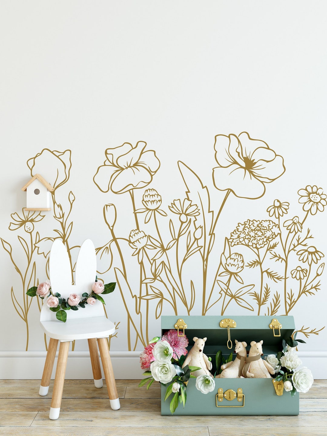 Wildflower Garden Wall Decal: Minimalist Floral Vinyl Sticker F208 - Etsy
