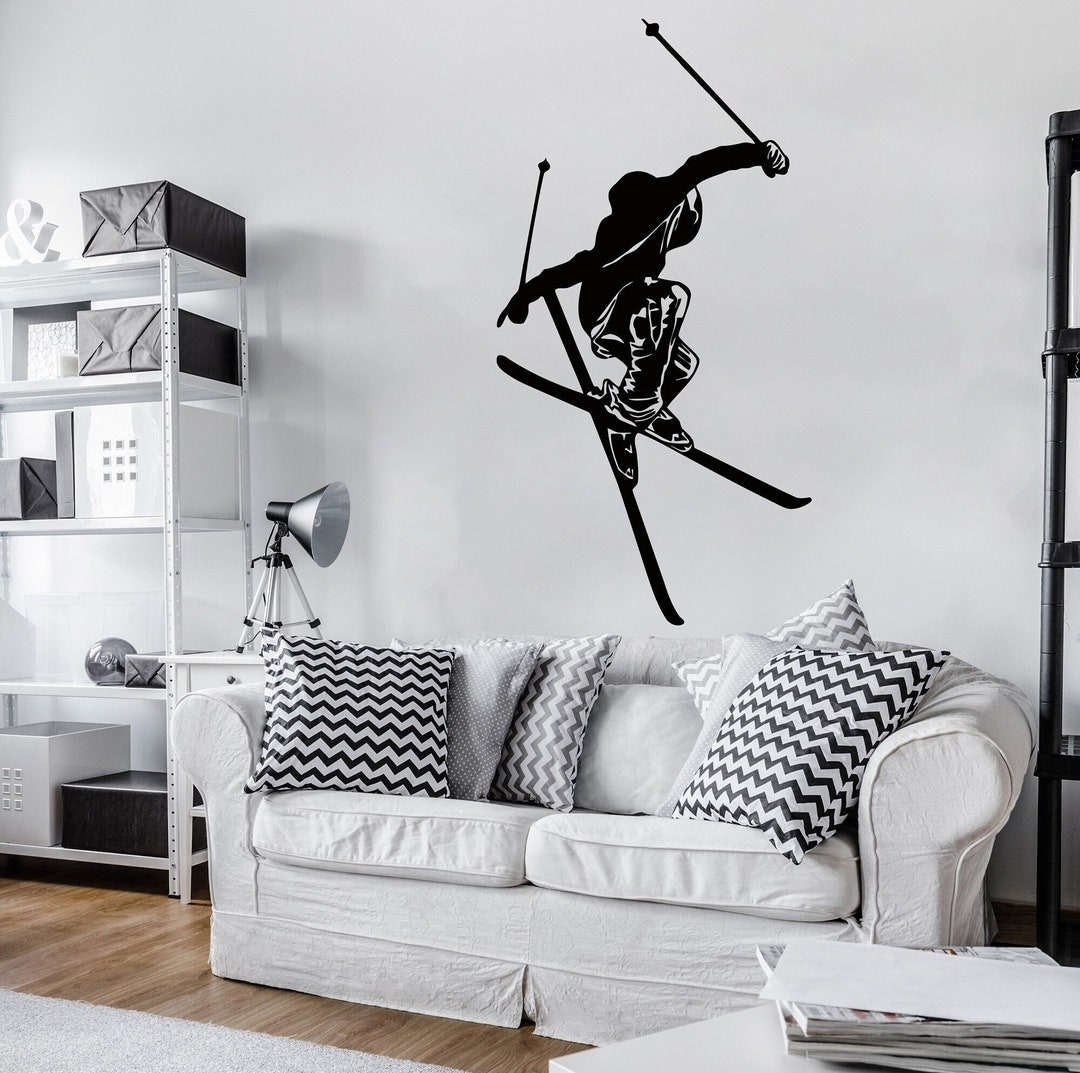 Skier Wall Decal, Extreme Sports Wall Stickers, Freestyle Skiing Wall ...