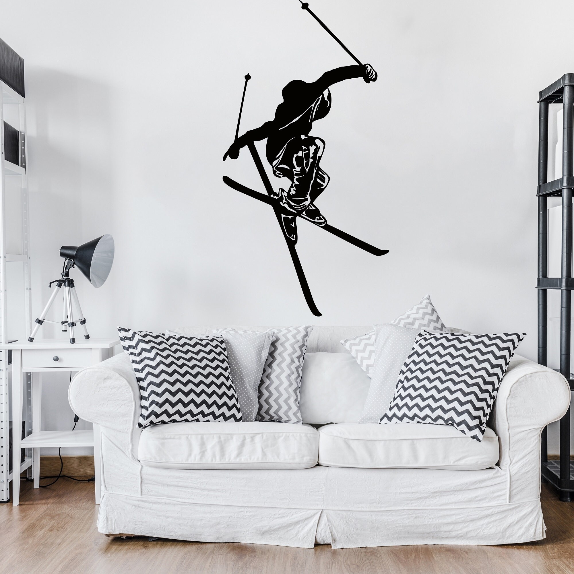 Skier Wall Decal, Extreme Sports Wall Stickers, Freestyle Skiing Wall ...