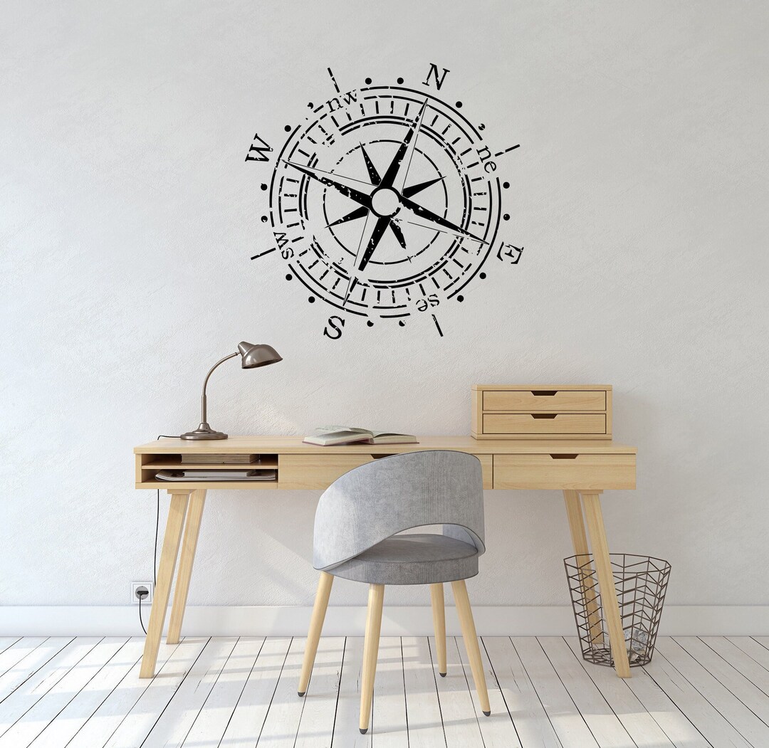 Nautical Compass Rose Vinyl Wall Decal: North South East West C120 - Etsy