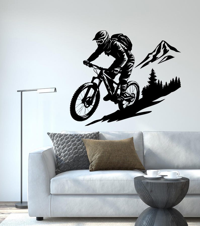 Downhill Bike Wall Vinyl Decal: Extreme Sport Art F215 - Etsy