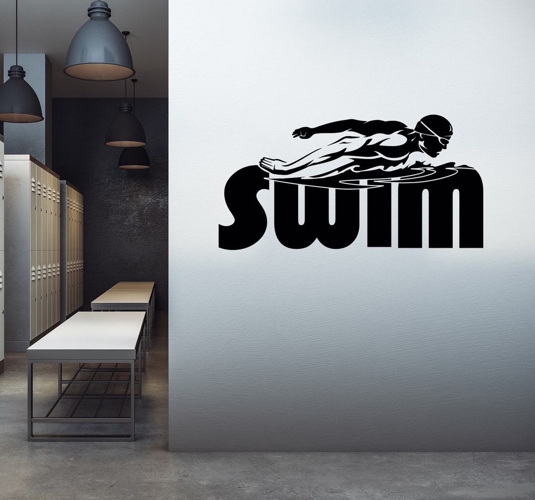 Swim Wall Decal, Swimming Pool Wall Stickers, Sports Wall Decal ...