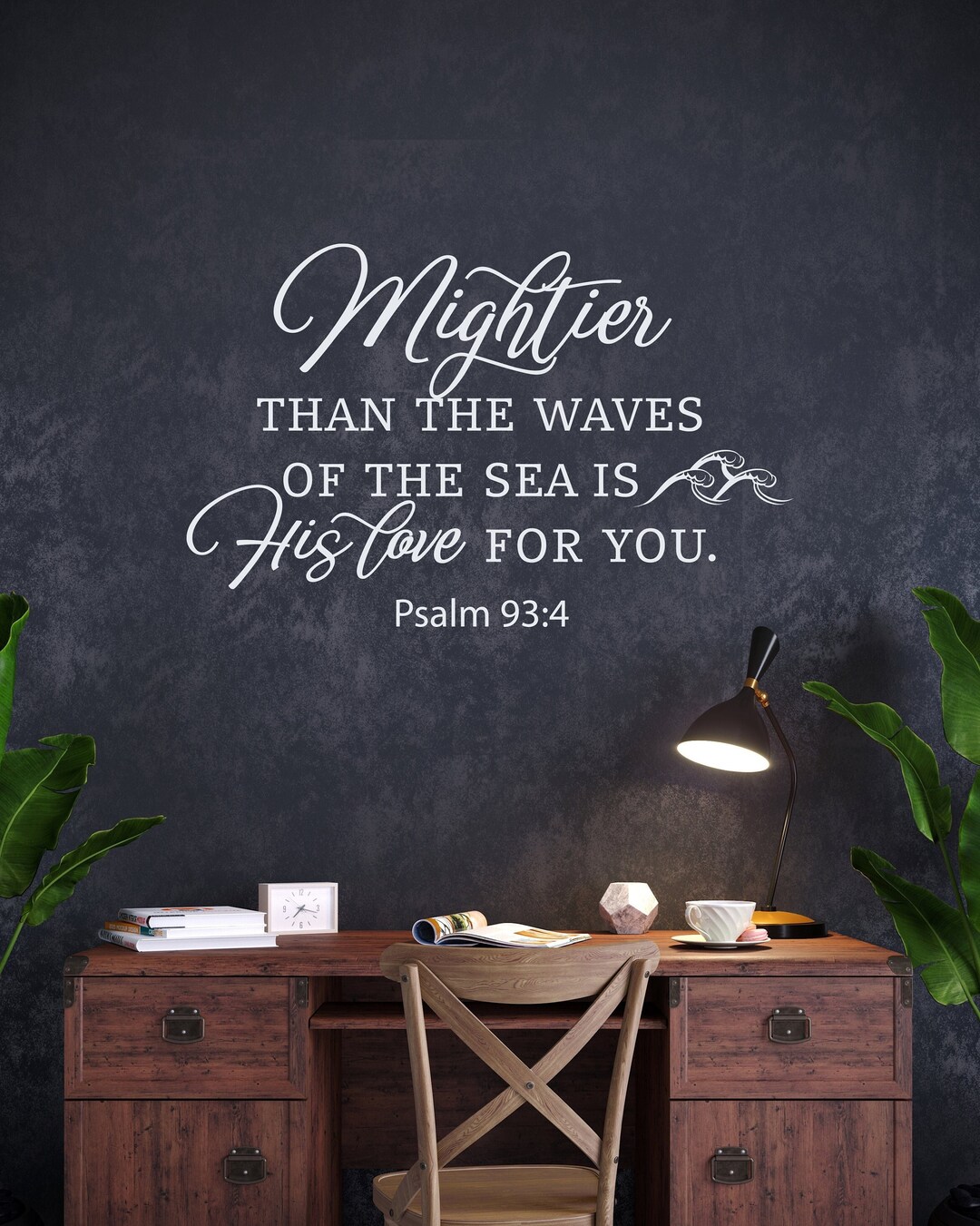 Mightier Than the Waves of the Sea Wall Decal Quote, Christian Vinyl ...