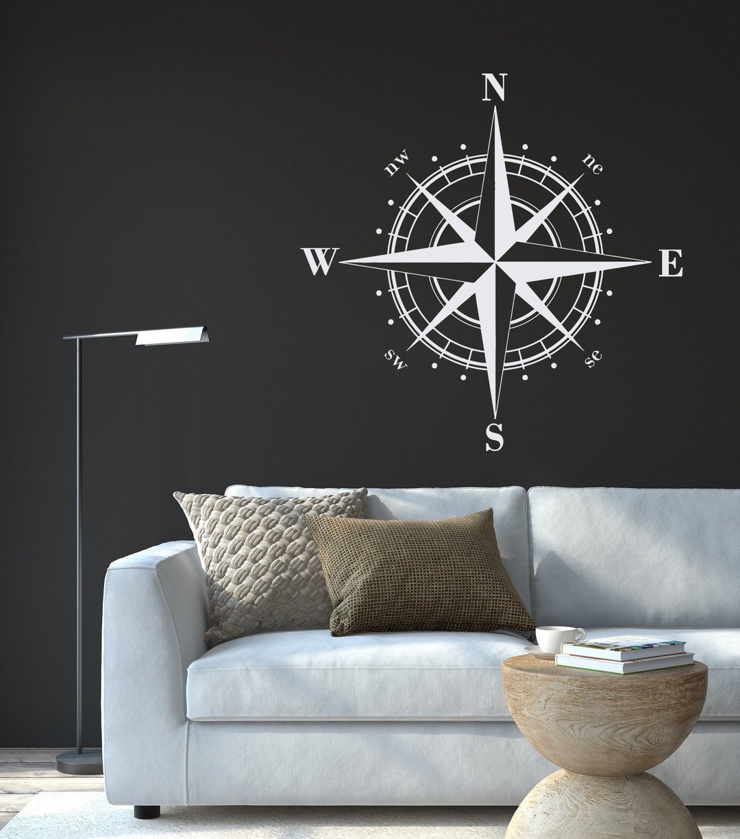 Compass Rose Wall Decal, Nautical Compass Wall Art, North South West ...