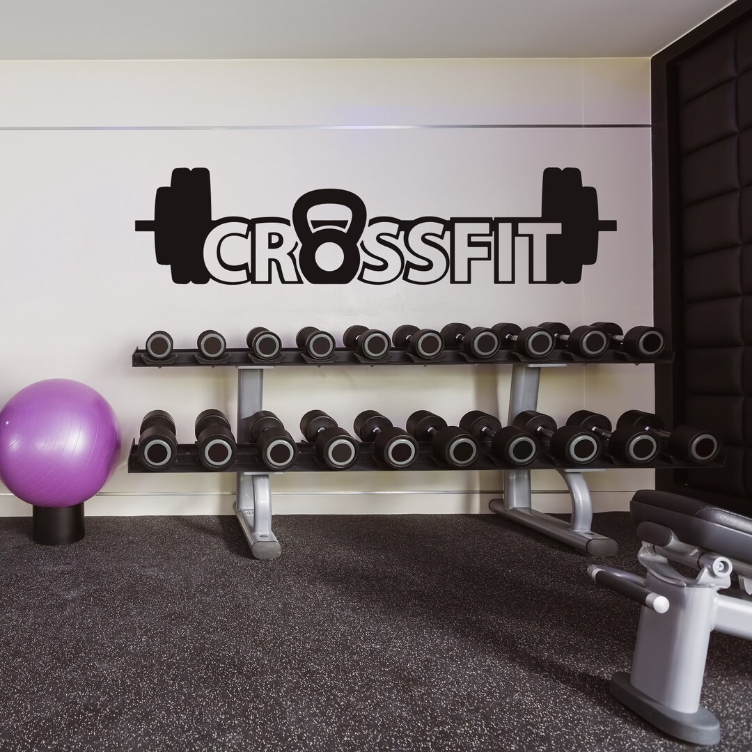 Crossfit Wall Art Decal, Gym Fitness Wall Decor, Crossfit Gym Wall ...