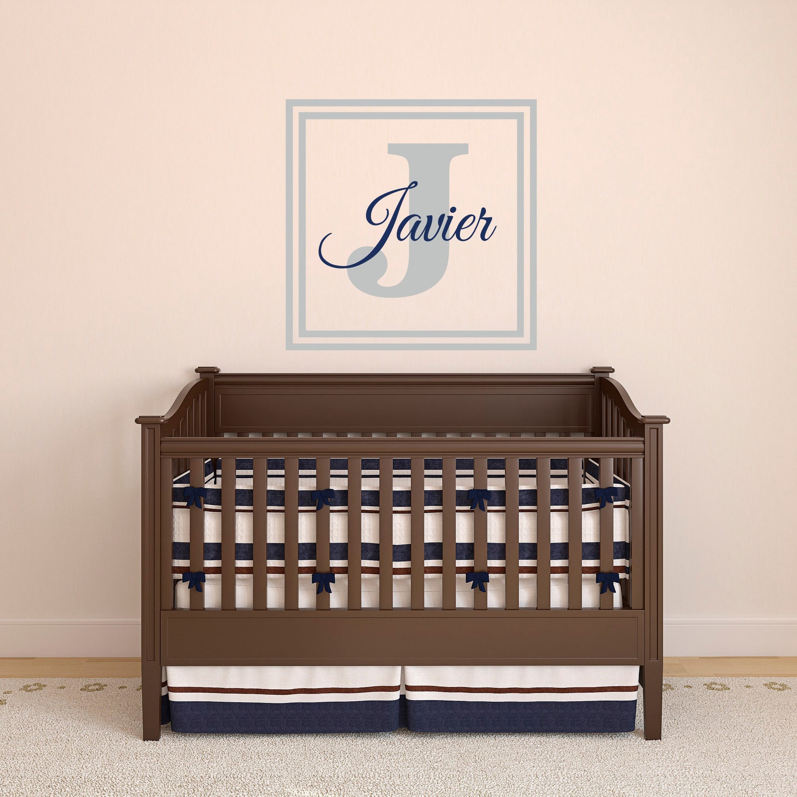 Personalized Initial Name Wall Decal: Monogram Nursery Decor M028 - Etsy