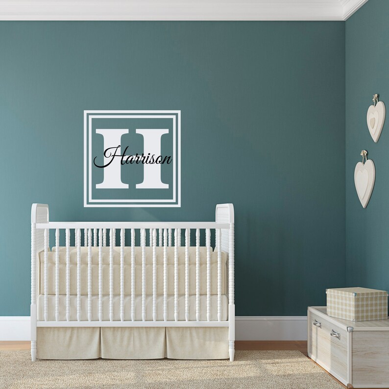 Personalized Initial Name Wall Decal: Monogram Nursery Decor M028 - Etsy